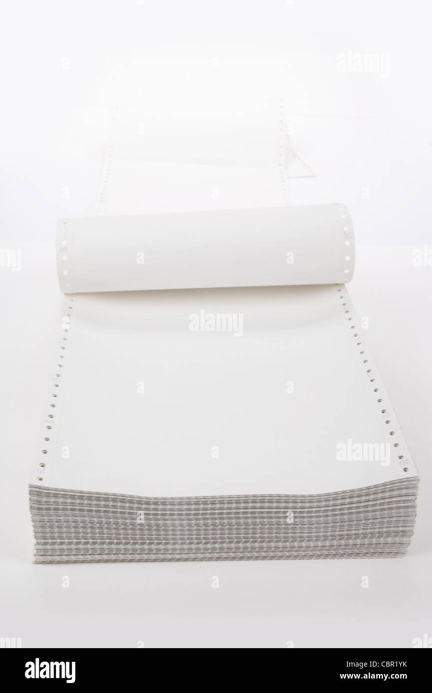 Perforated Computer Paper for background Stock Photo - Alamy