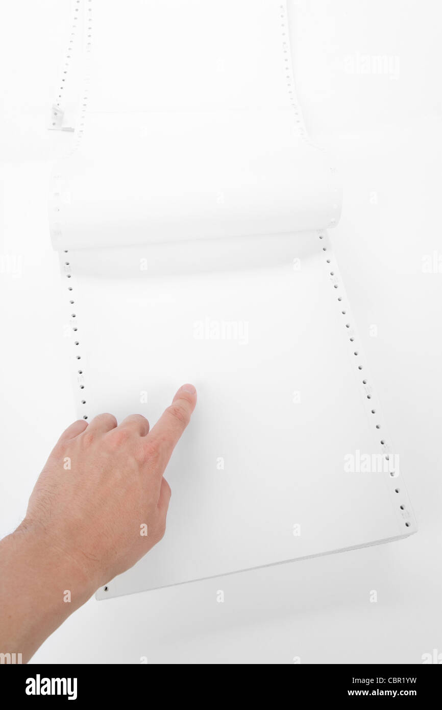 Perforated Computer Paper for background Stock Photo - Alamy