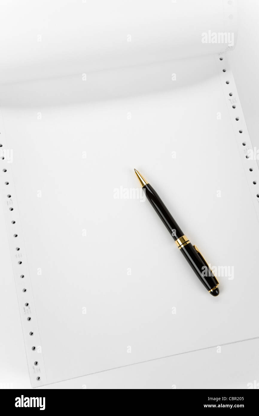 Perforated Computer Paper for background Stock Photo - Alamy