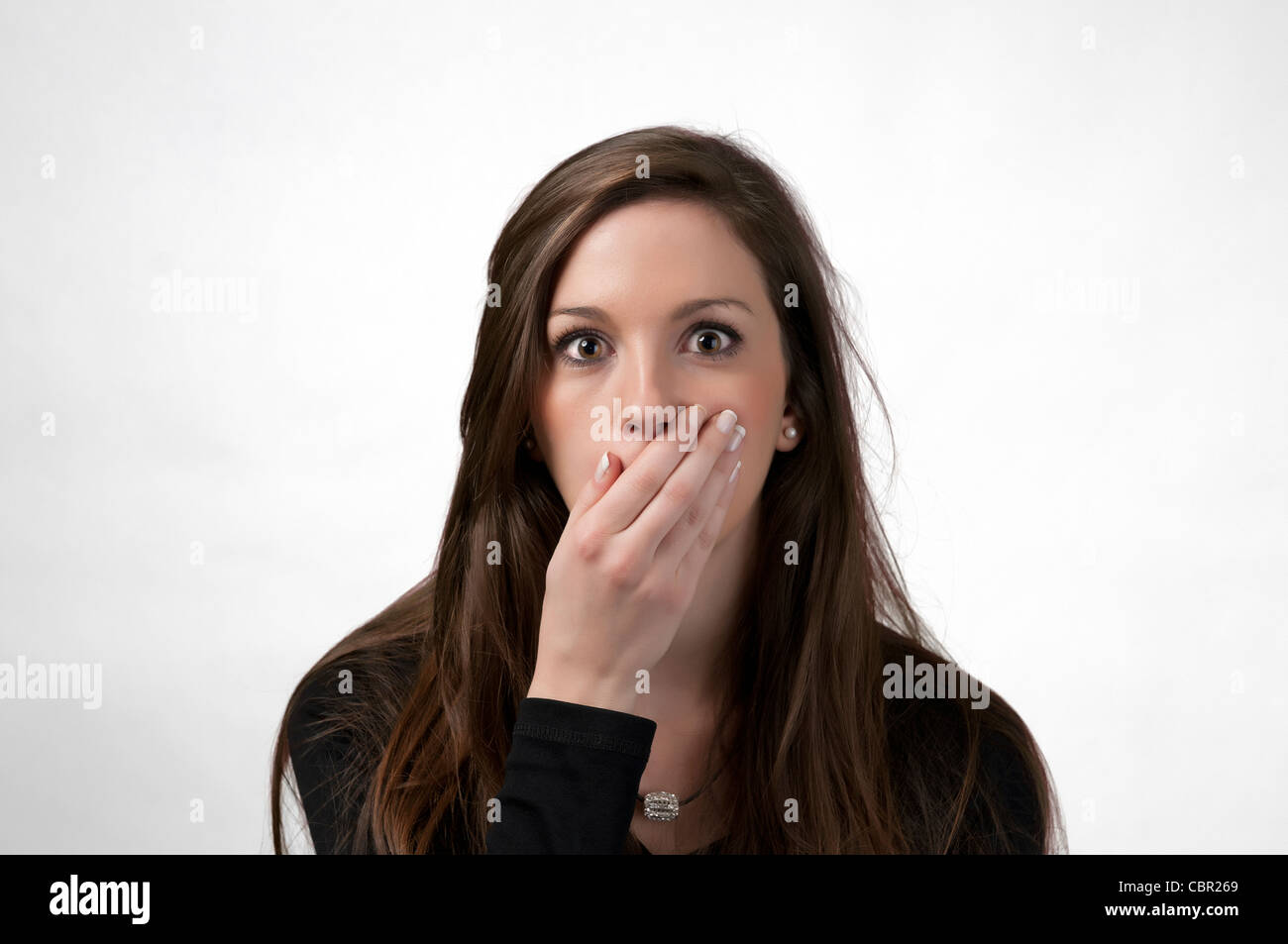 A young woman scared Stock Photo - Alamy