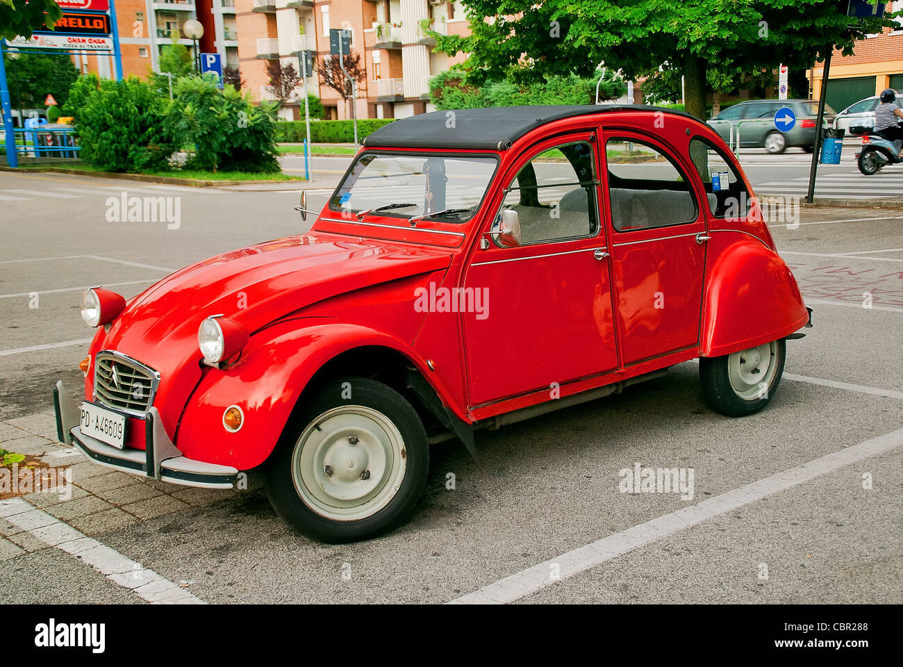 Padua, Italy : french red Citroen 2 cv parked in a street Stock Photo ...