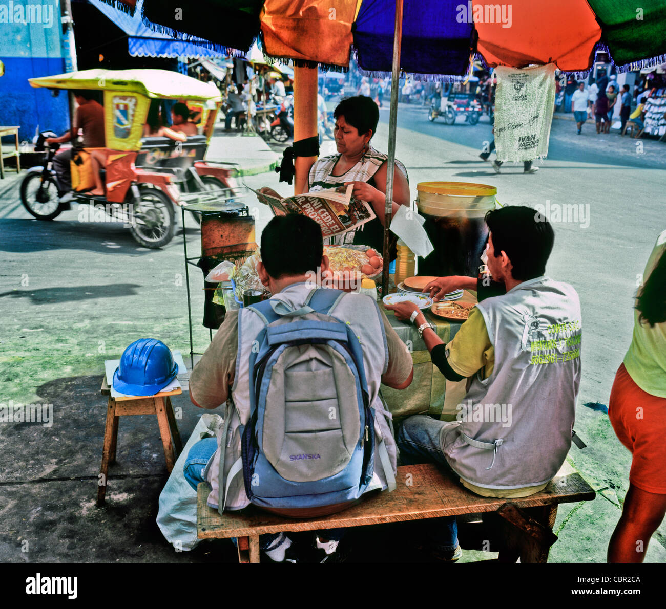 lunch break at a street cafe in Belen Stock Photo - Alamy