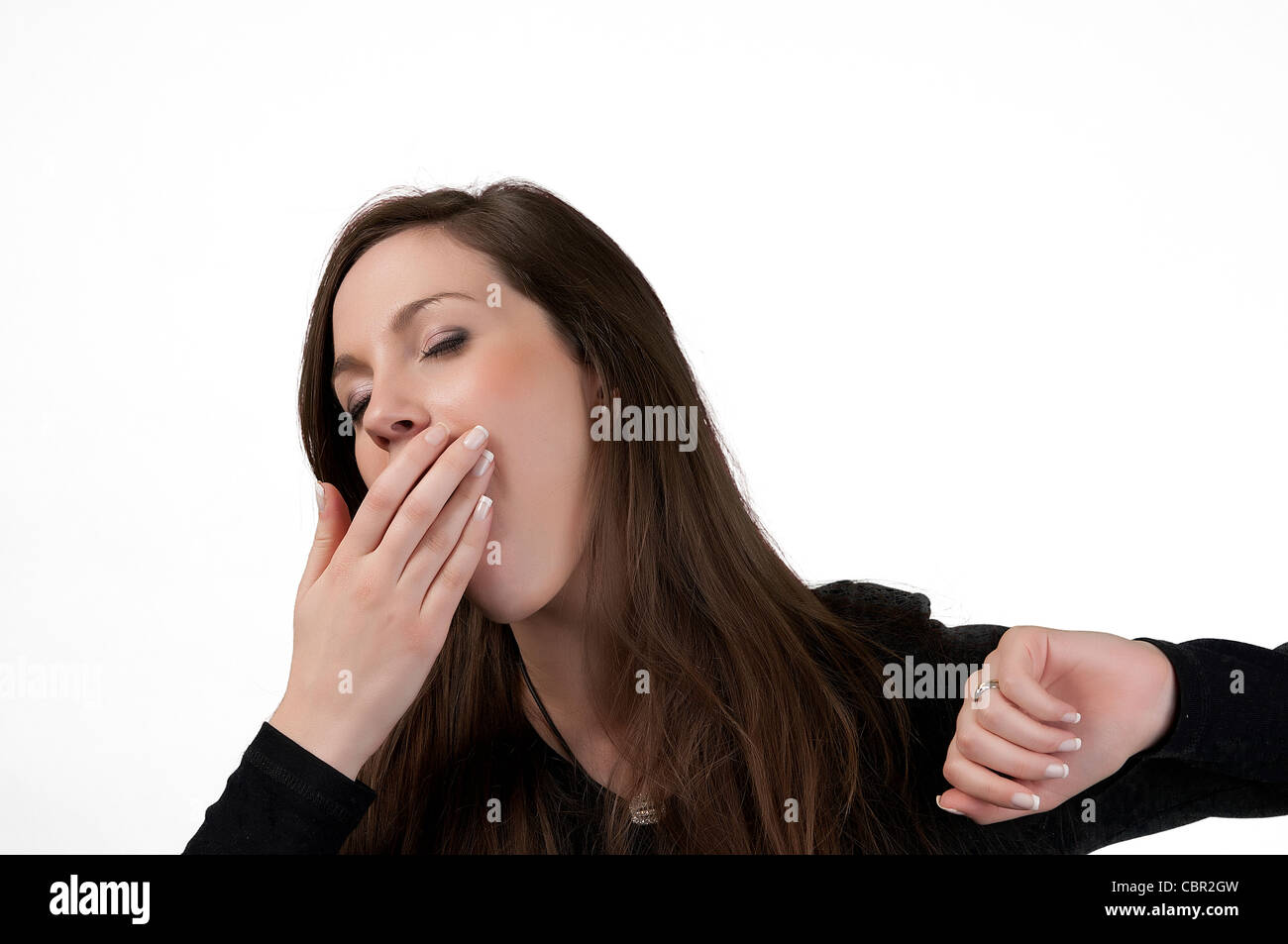 a young woman sleepy Stock Photo - Alamy