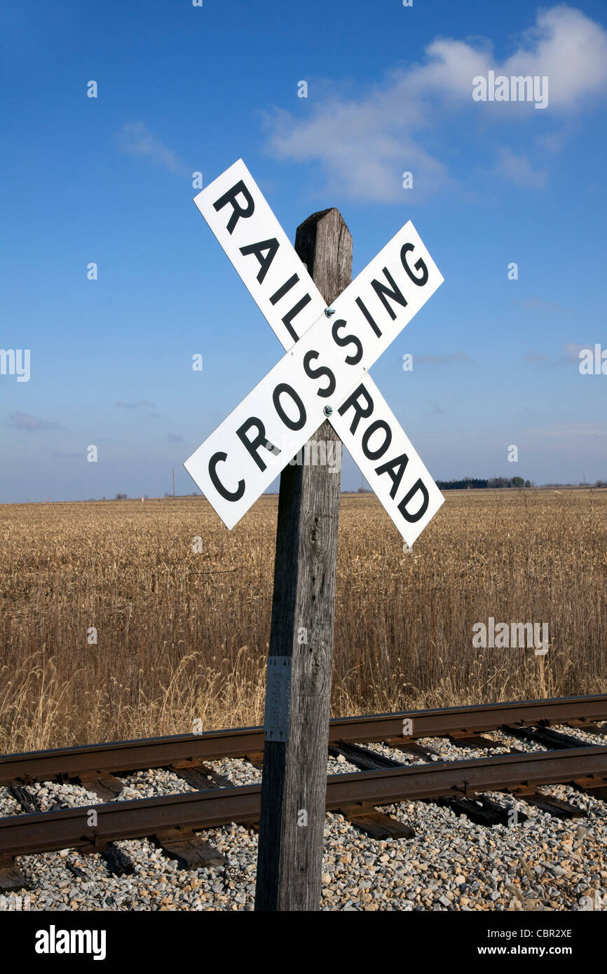 Railroad Crossing Sign, Eastern USA Stock Photo - Alamy