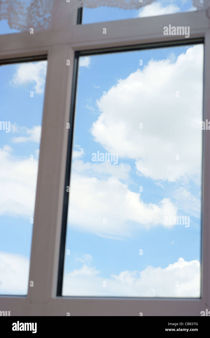 blue sky in a window Stock Photo - Alamy