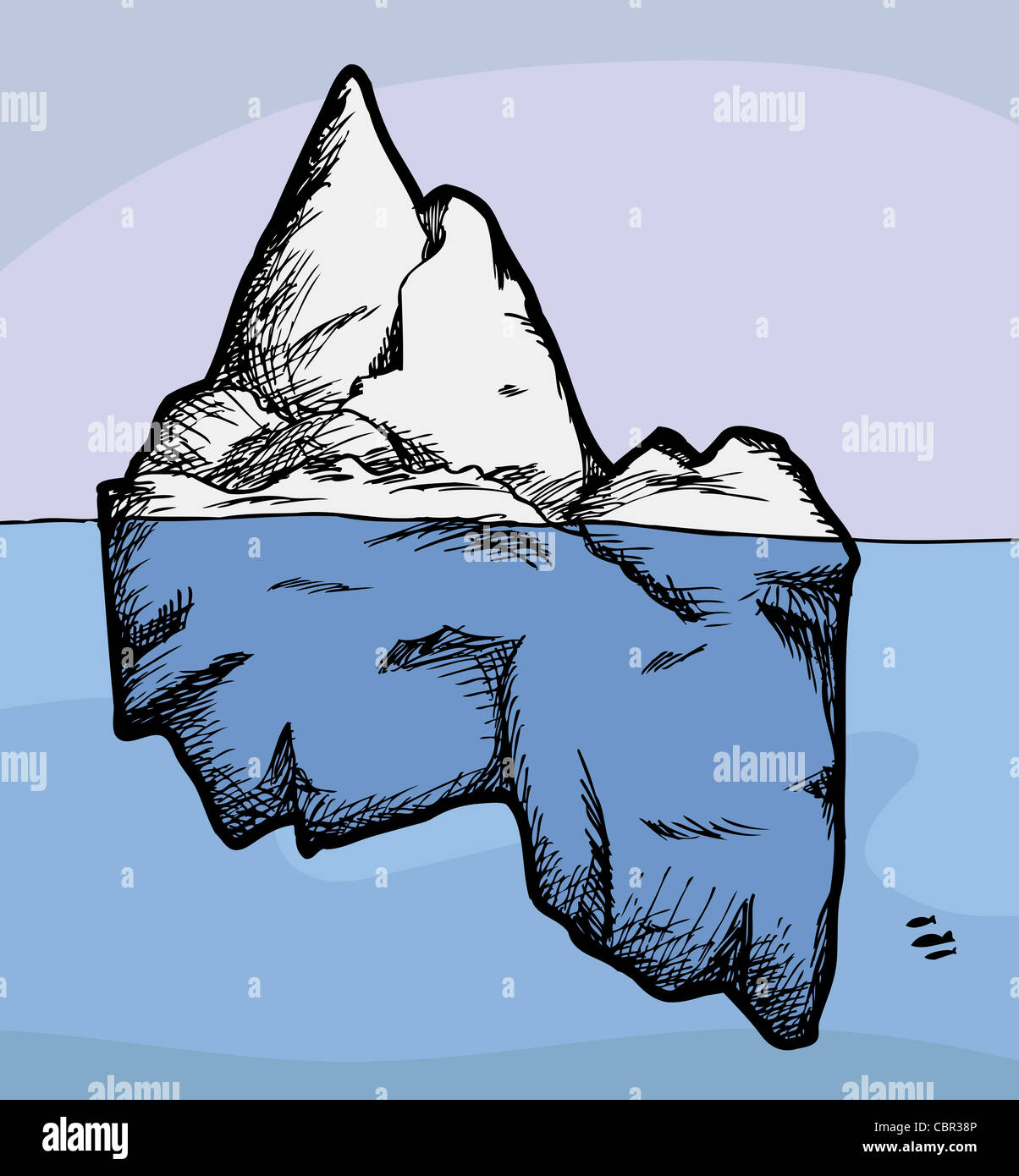 Cross section view of an iceberg above and below water Stock Photo - Alamy