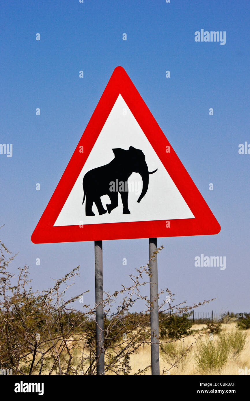 Hazard road sign warning elephants hi-res stock photography and images ...