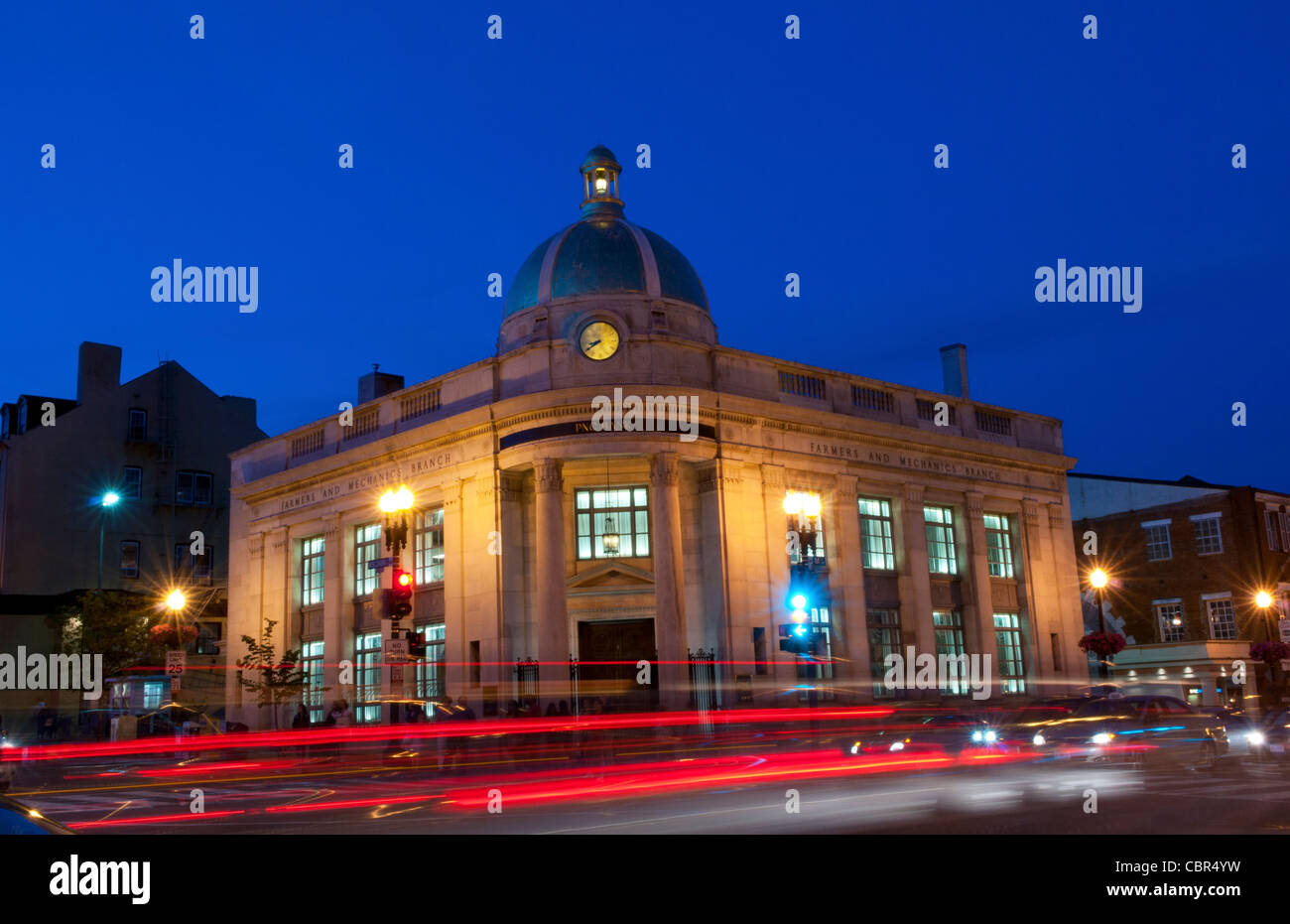 Washington DC Georgetown at night at Wisconsin Street and M Street with ...