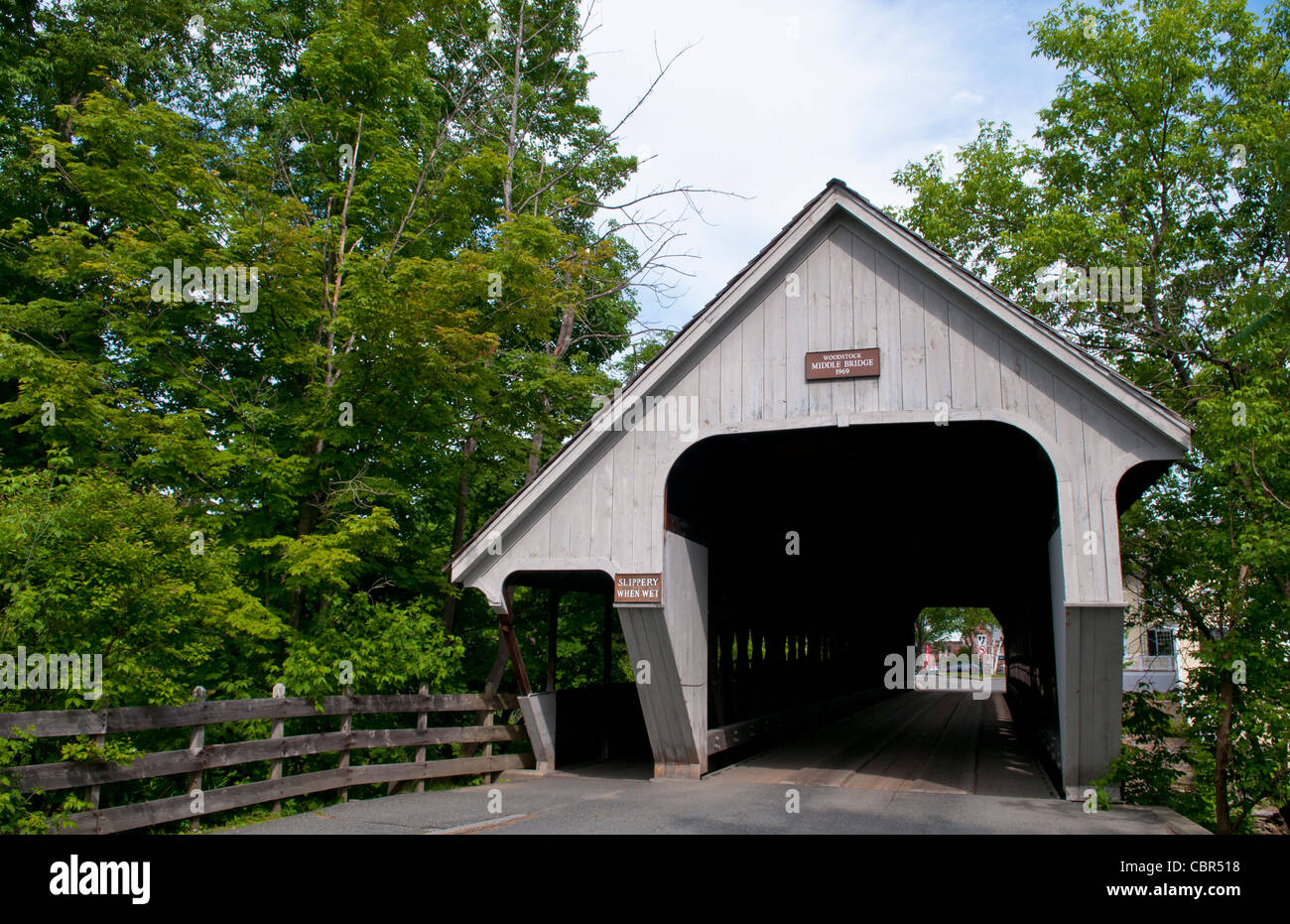 Woodstock middle bridge woodstock vermont hi-res stock photography and ...