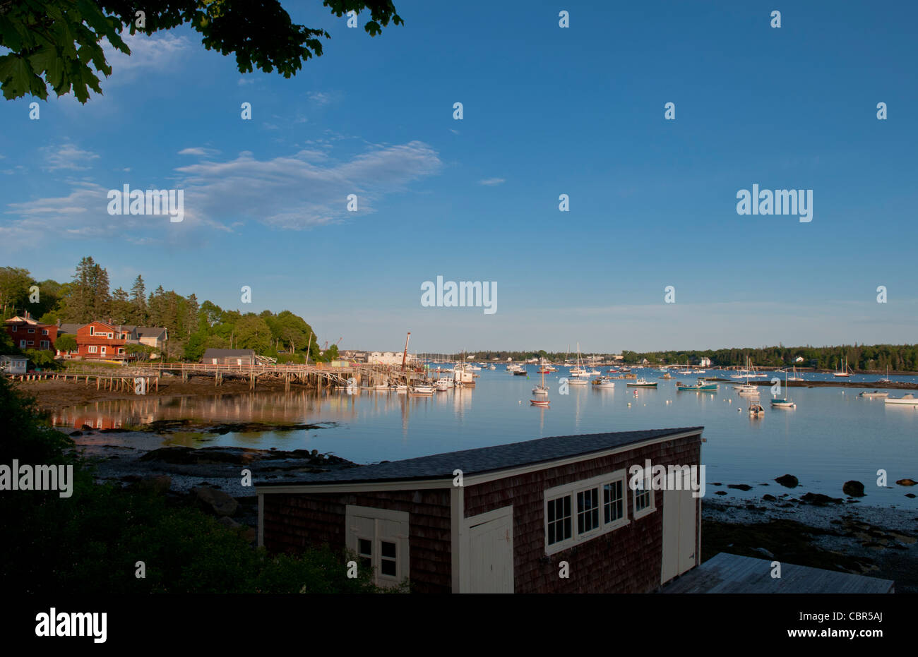 Beautiful vacation spot of Bar Harbor Maine with water and ships, boats ...