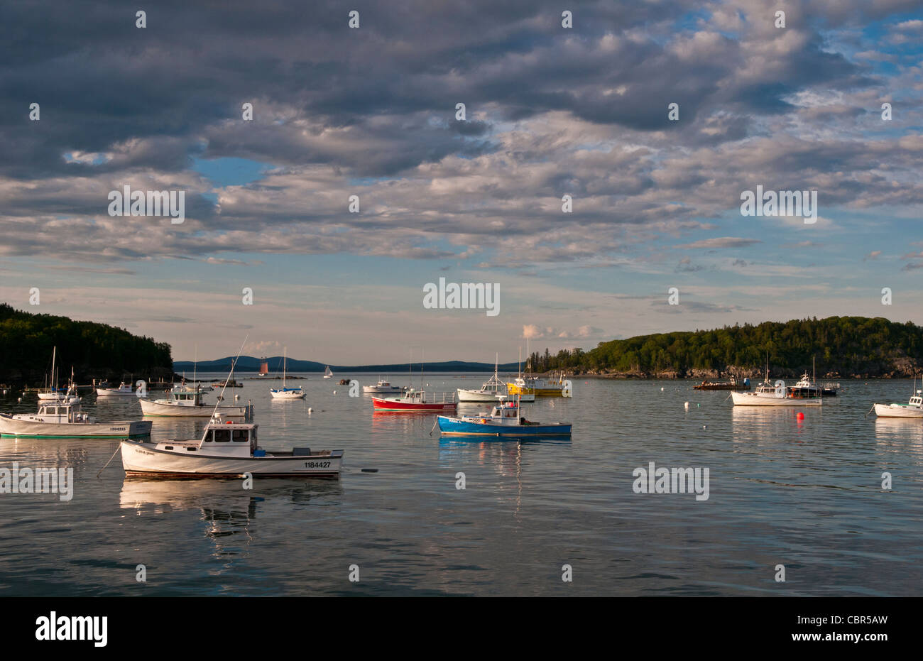 Beautiful vacation spot of Bar Harbor Maine with water and ships, boats ...