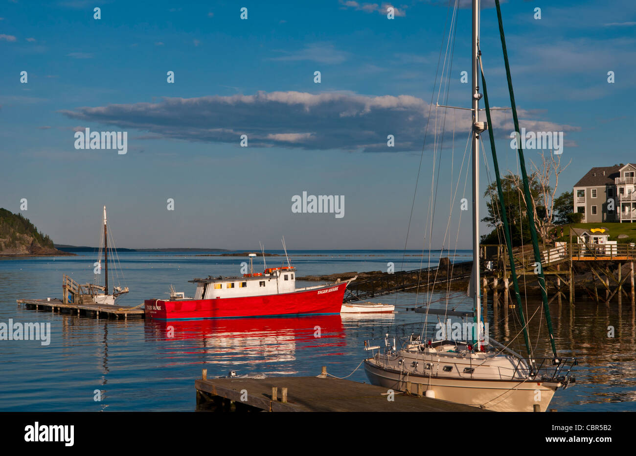 Beautiful vacation spot of Bar Harbor Maine with water and ships, boats ...