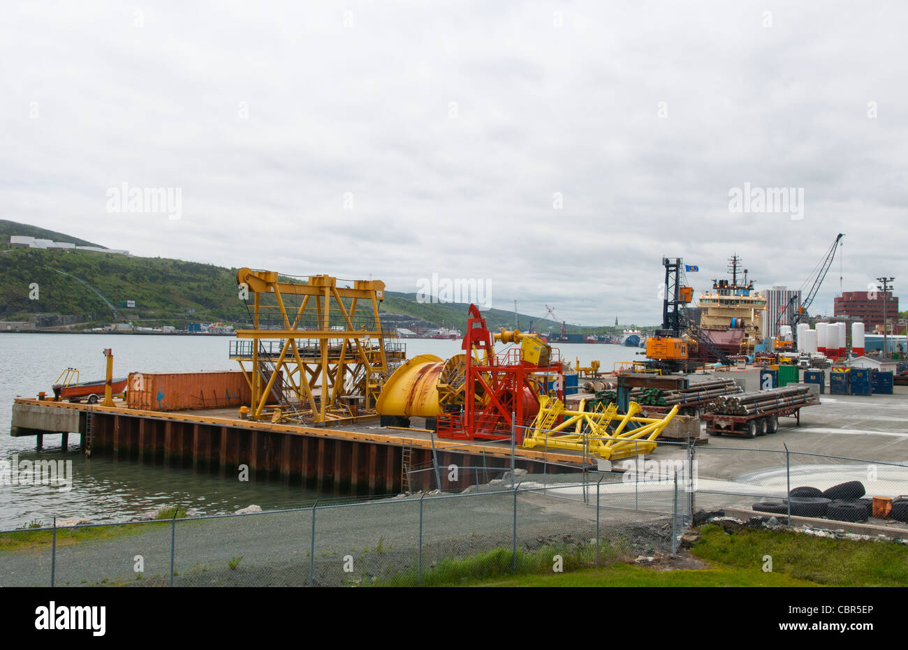 Newfoundland Canada St Johns capital harbor with ships in water and ...