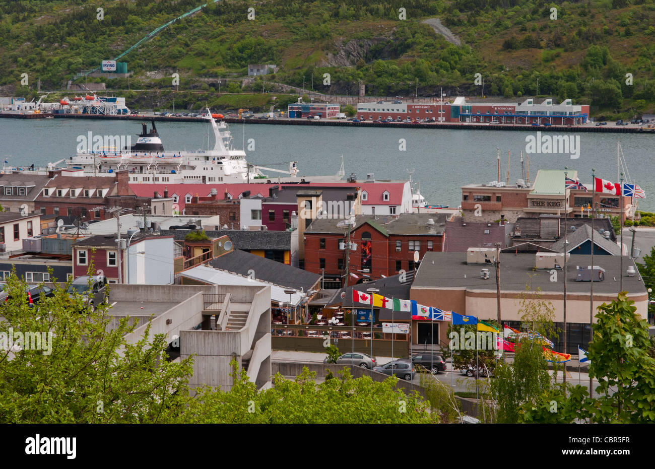 Newfoundland Canada St Johns capital harbor with ships in water and ...