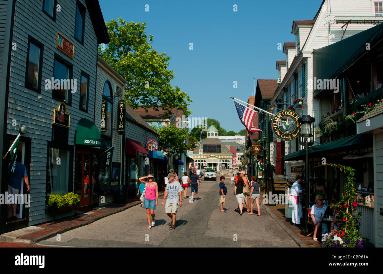 Newport Rhode Island scenes around the Bowens Wharf of shopping and ...