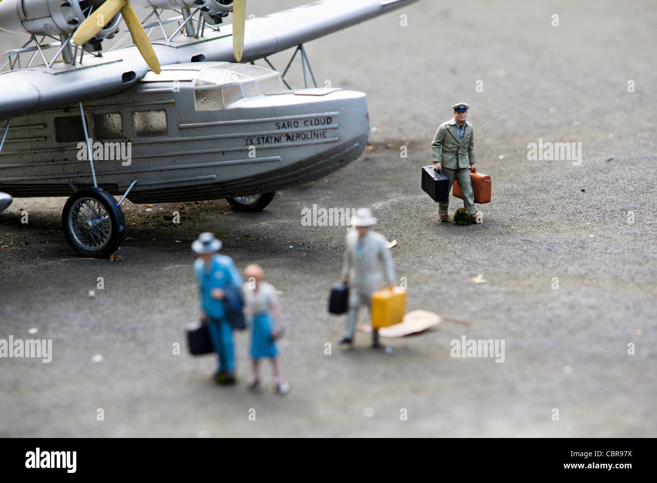 Model of amphibious flying boat Saro Cloud with passengers in the ...