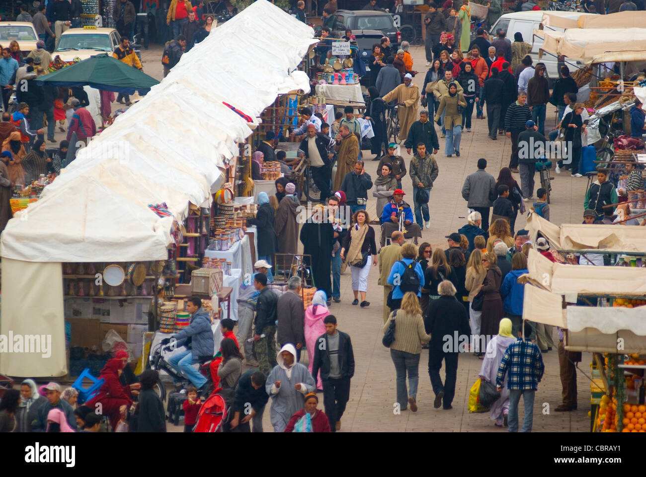 Market stalls in Jemaa el-Fnaa main square Marrakech Morocco Stock ...