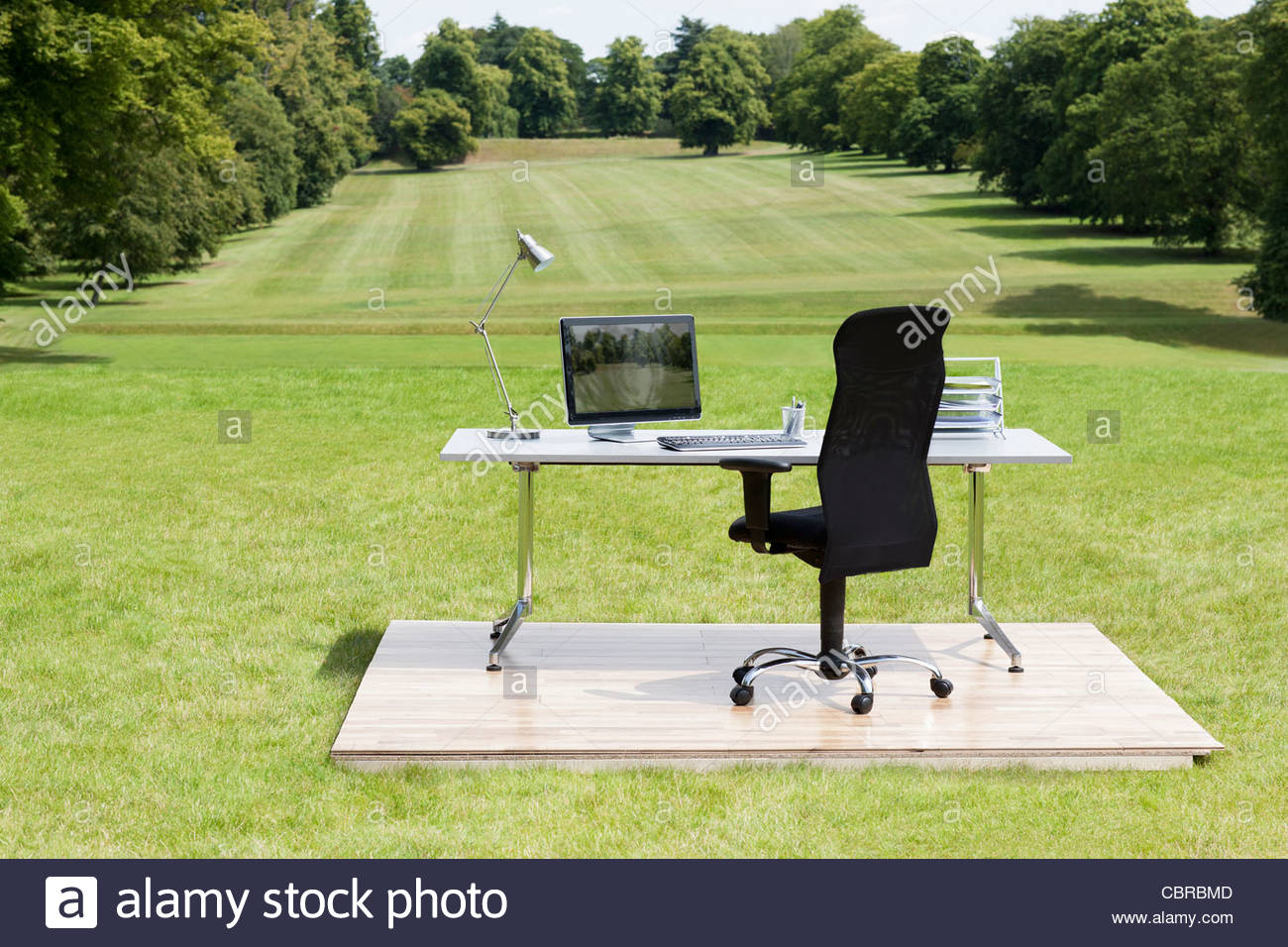 Office Desk In Grass Field Stock Photos & Office Desk In Grass Field ...