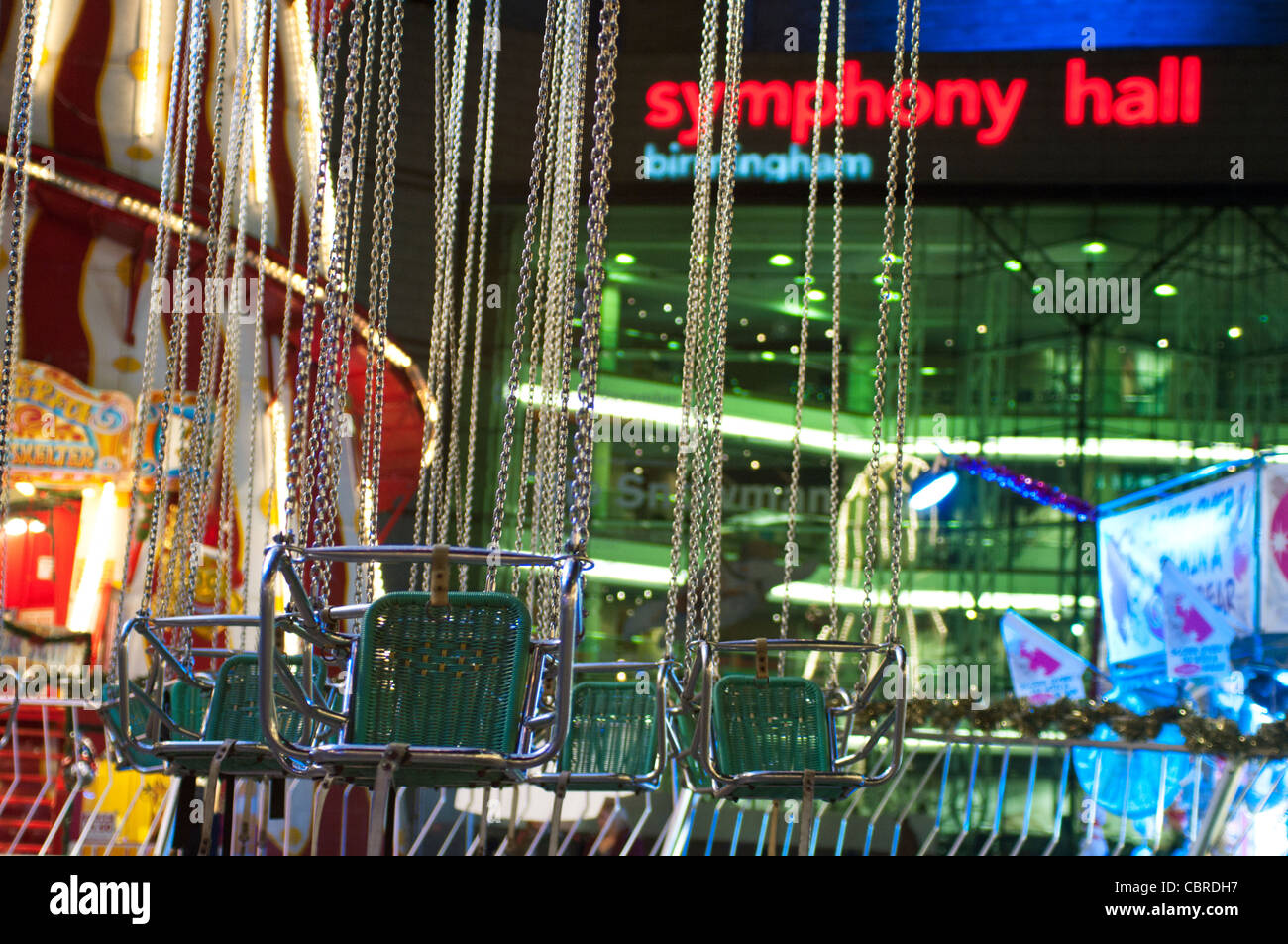 A fun fair ride in Birmingham's German Market Stock Photo - Alamy