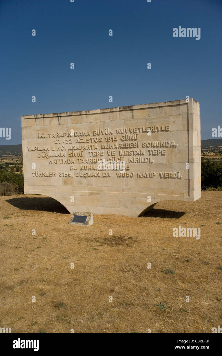 Turkish Monolith Memorial on Scimitar Hill near Suvla Bay scene of ...