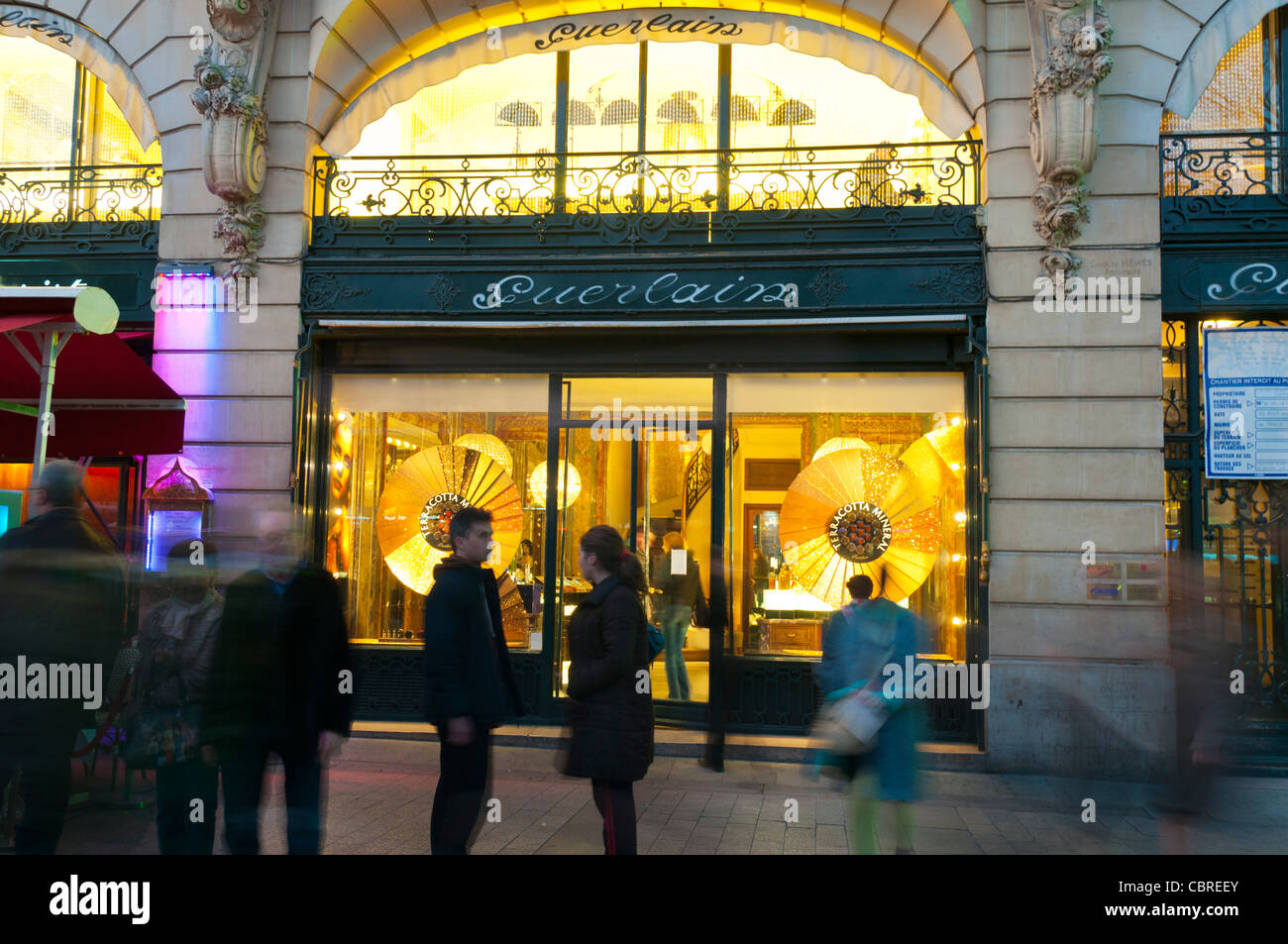Paris, France, Shoppers on Avenue Champ Elysees, with Guerlain Perfume ...