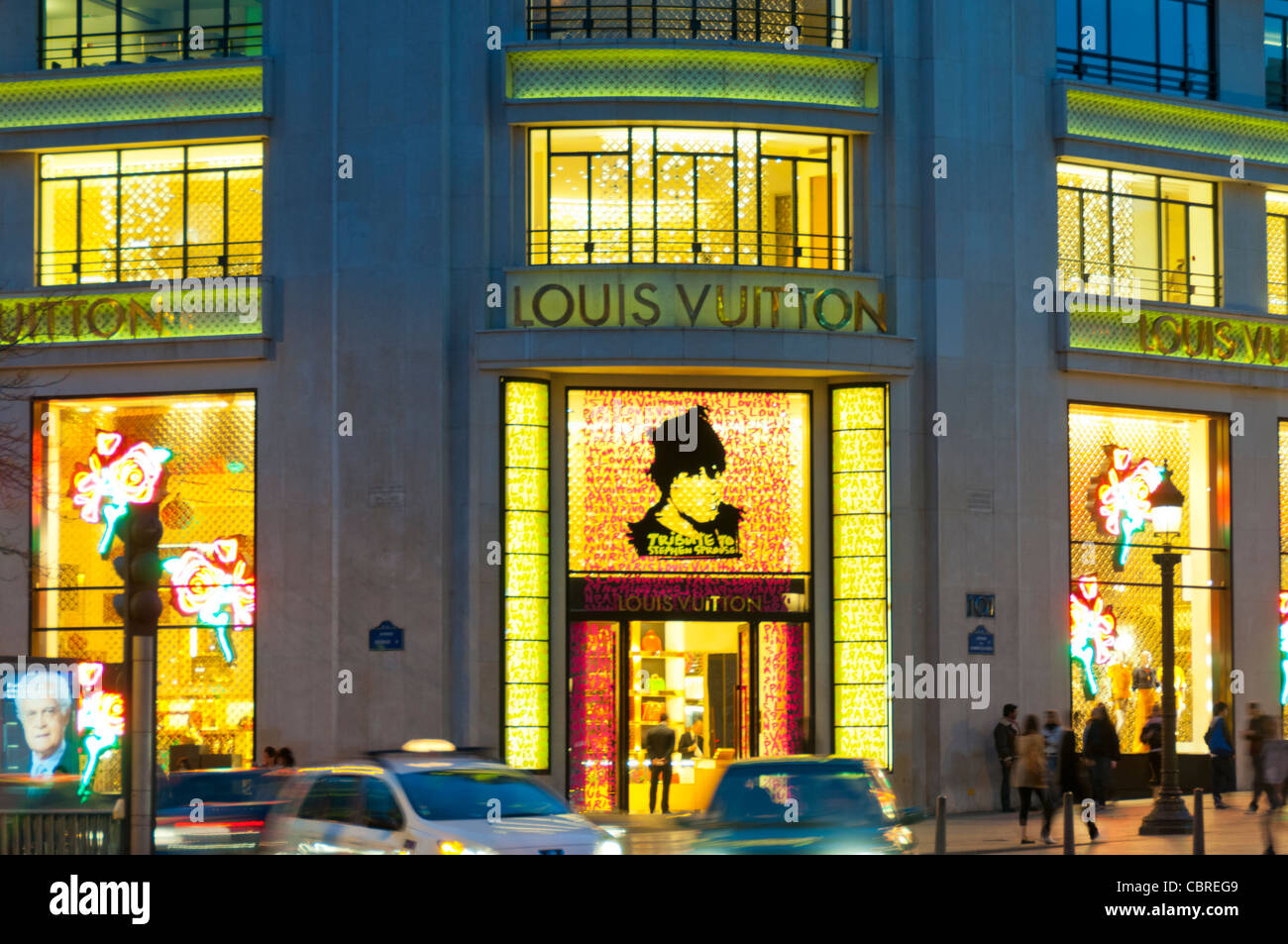 Paris, France, "Avenue Champ Elysees", with Louis Vuitton Storefront ...