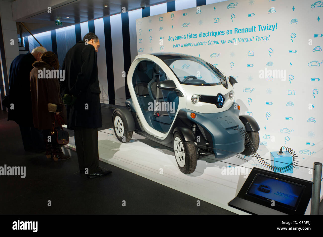 Paris, France, People inside New Car Showroom, Looking at Renault Mini ...
