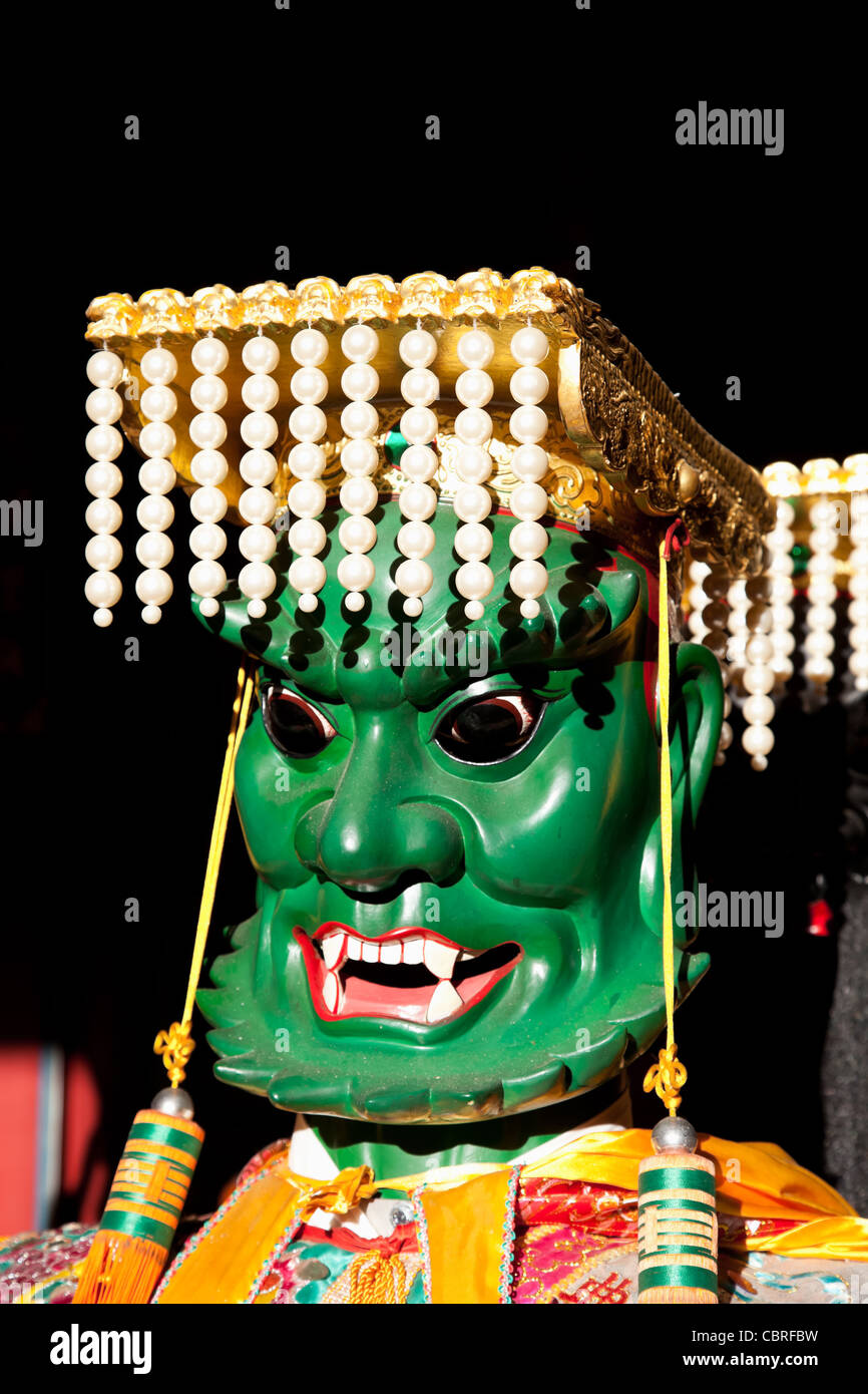 Traditional ceremony mask in Taoist shrine, Tainan, Taiwan Stock Photo ...