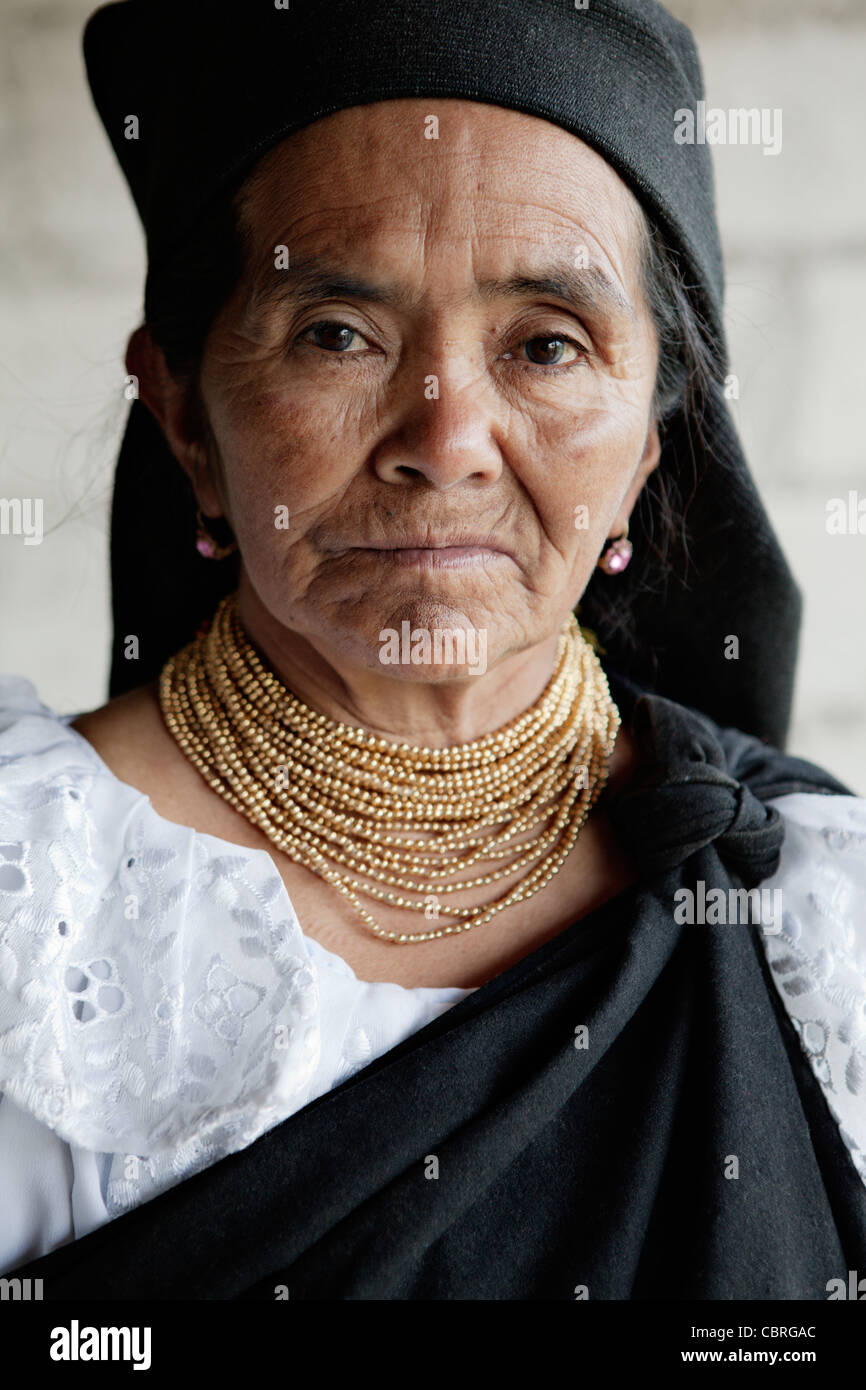 Shaman lady (traditional healer) in a village near Otavalo, Ecuador ...