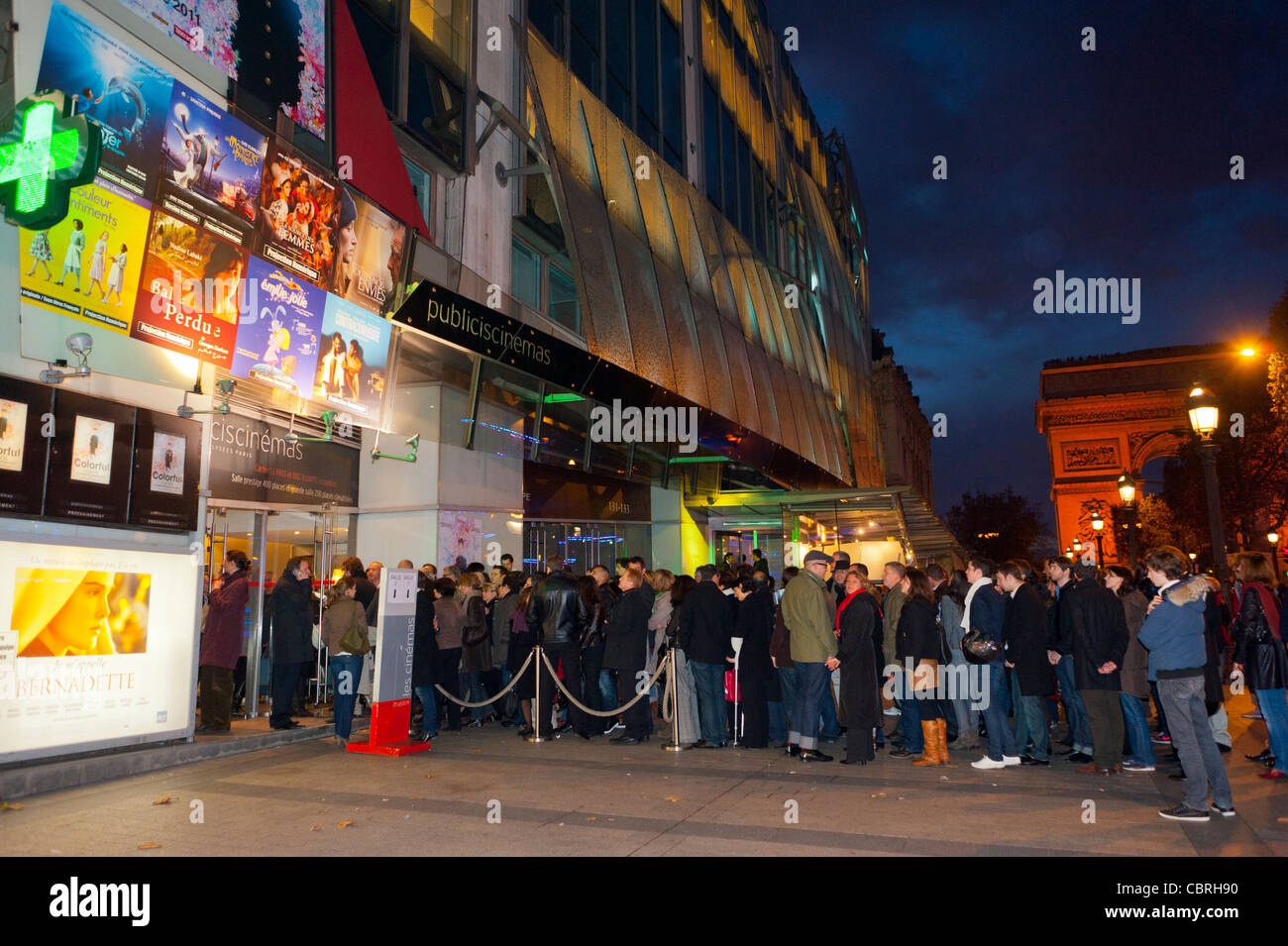 Paris, France, Crowd People Queuing on Line in front of French Cinema ...