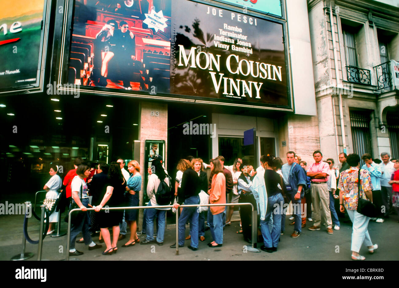 People queuing line front french cinema movie theatre hi-res stock ...