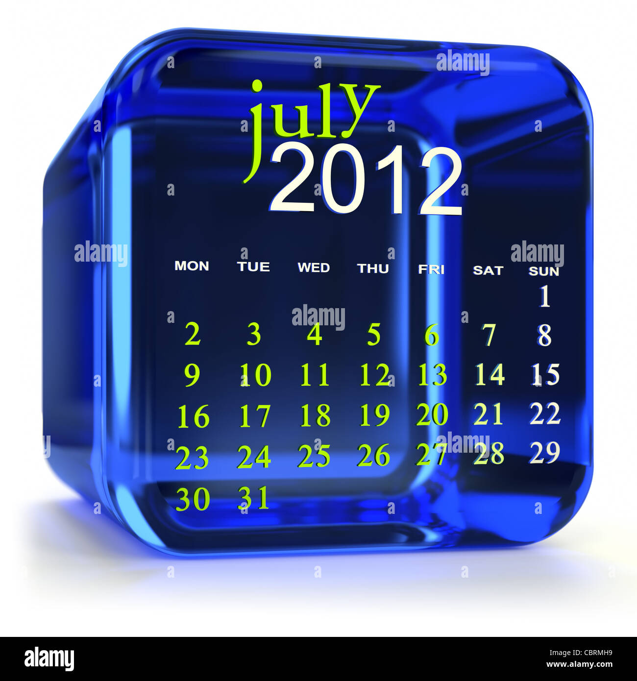 Blue glass calendar. Part of a calendar set Stock Photo - Alamy