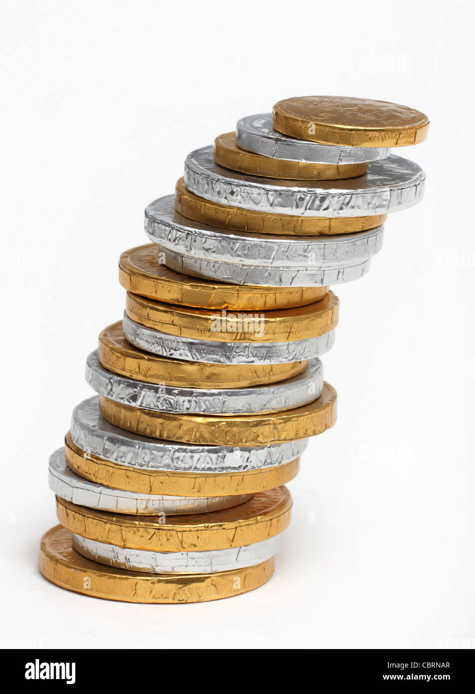 A tower of Chocolate coins Stock Photo - Alamy