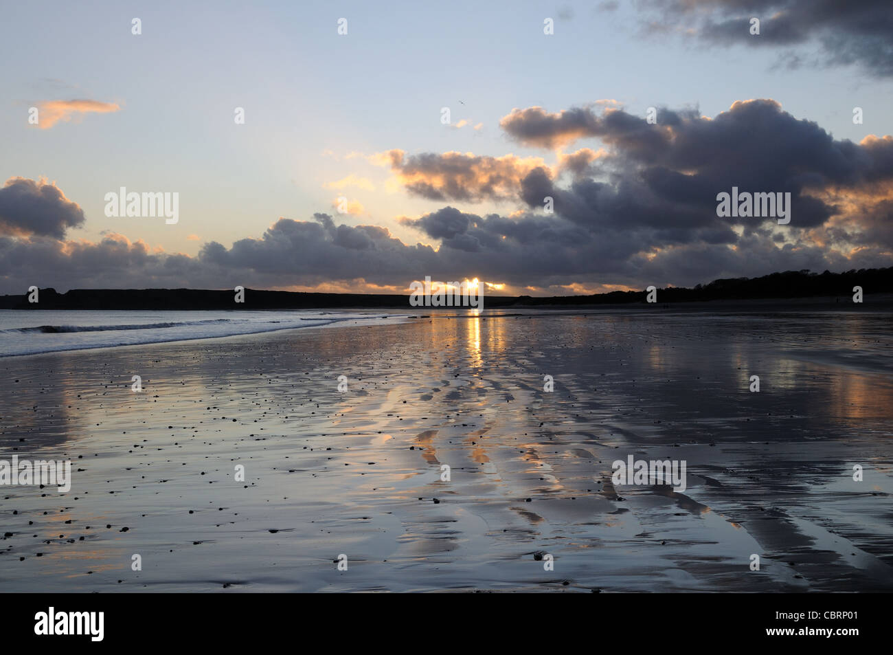 Tenby South Beach winter sunset Pembrokeshire Wales Cymru UK GB Stock ...