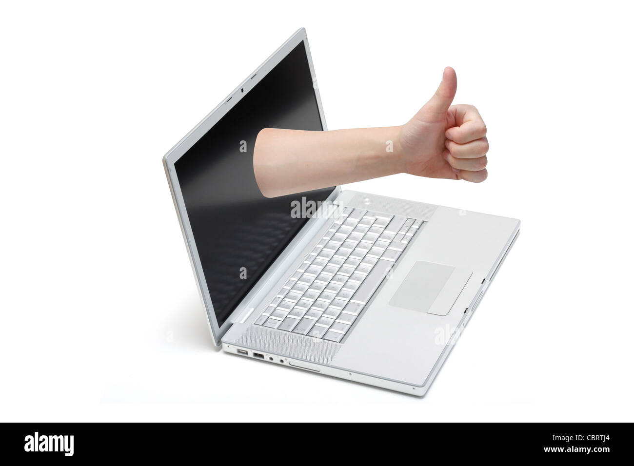 Online thumbs up isolated on white Stock Photo - Alamy