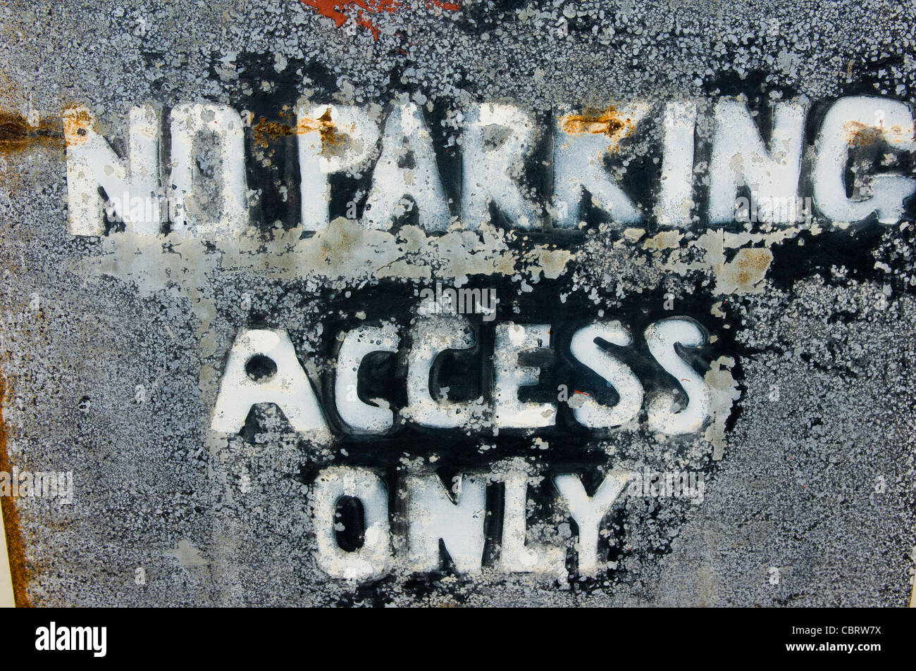 Orford, Suffolk; very weathered sign "No Parking Access Only Stock ...