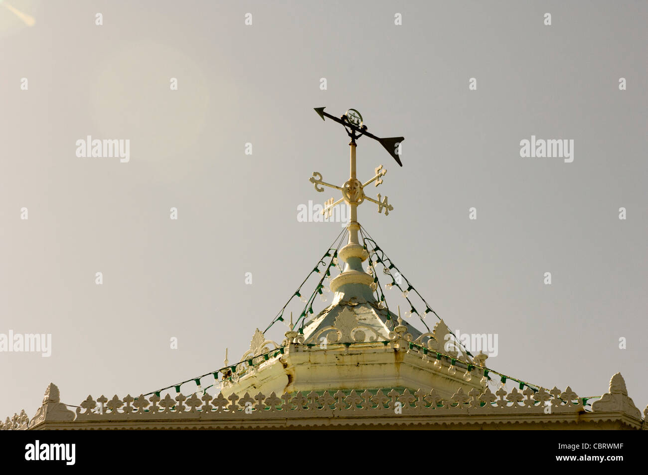 Victorian cast iron bandstand roof with weather vane. The Leas ...