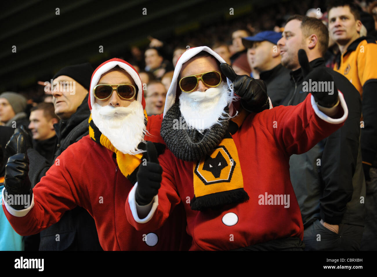Wolverhampton Wanderers football fans dressed as Santa Claus Stock ...