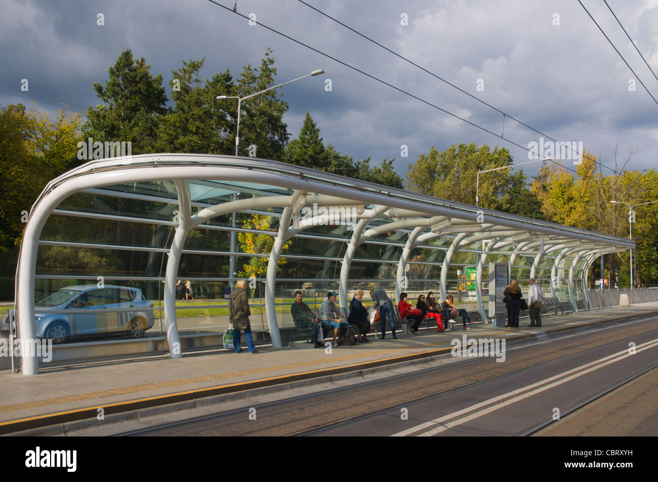 New shelters at Park Praski public transportation stop Praga district ...