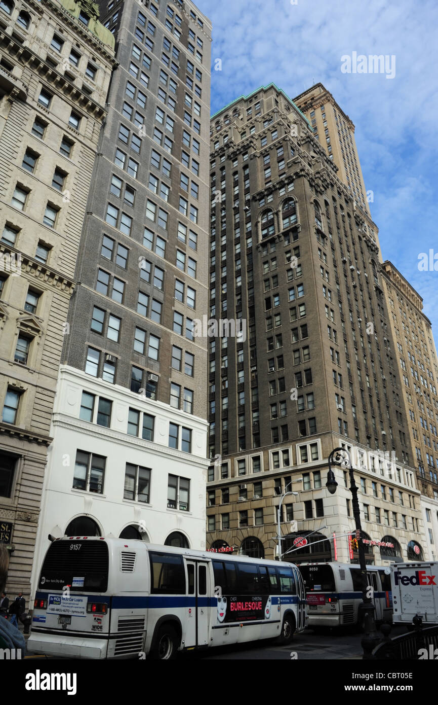 Blue sky portrait white coaches, brown granite skyscrapers, shops ...