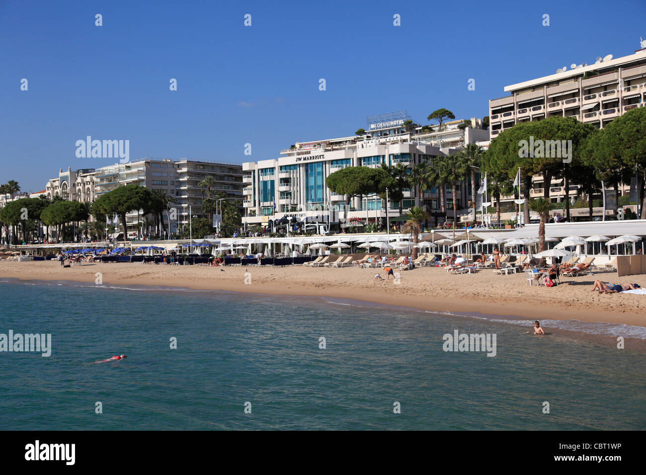 Beach, La Croisette, Cannes, Cote d'Azur, French Riviera, Mediterranean ...