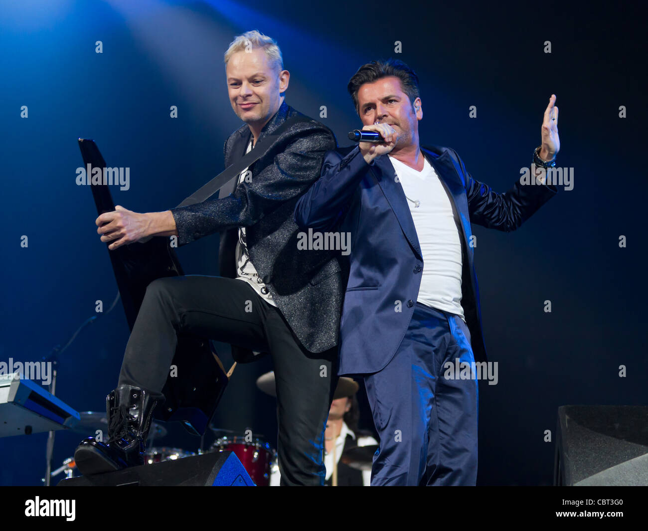 Singer Thomas Anders (r) and songwriter, producer Uwe Fahrenkrog ...