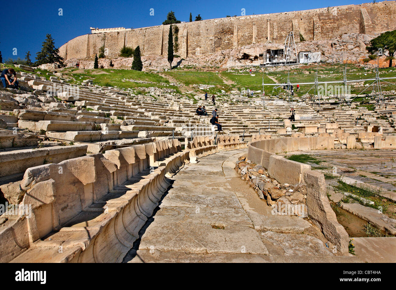 The ancient theater of Dionysus Eleuthereus , on the south slopes of ...