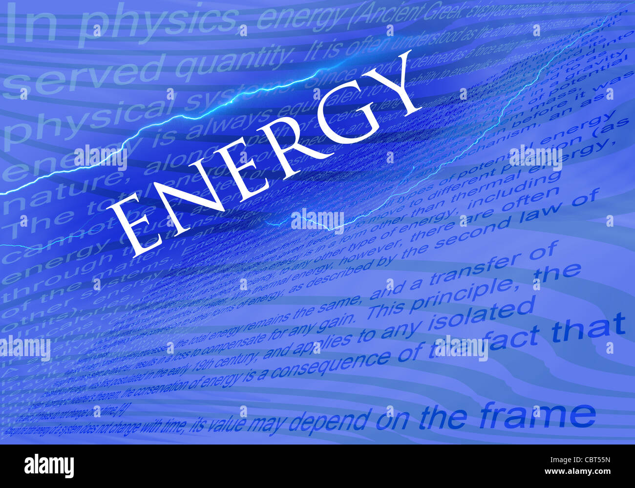 Text Energy on blue background with texs about energy Stock Photo - Alamy