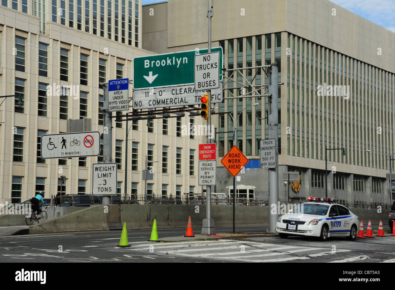 Bridge 1 brooklyn bridge roadway centre background view hi-res stock ...