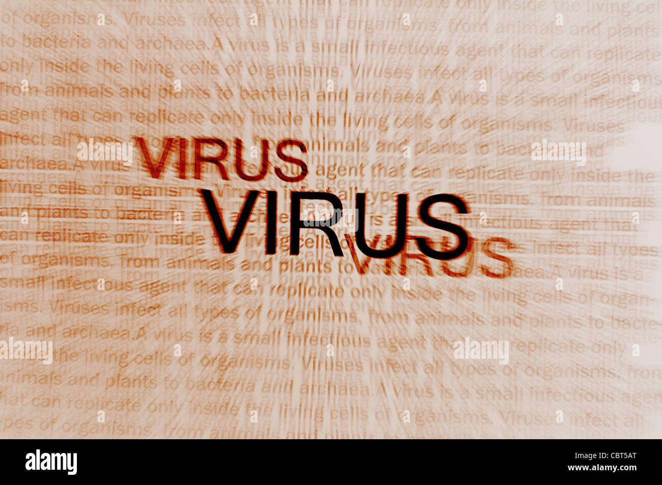 Typed text Virus on paper and texts about viruses on background Stock ...