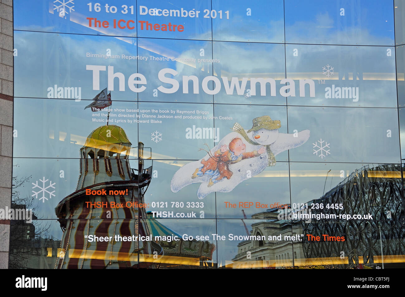 Funfair reflected in window of ICC and Symphony Hall, Centenary Square ...