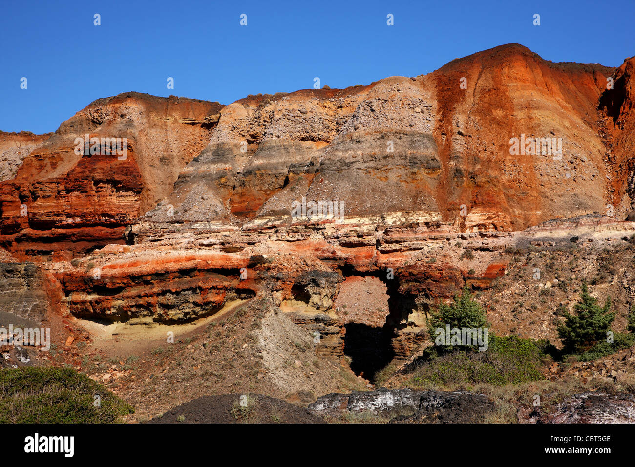 The abandoned iron and magnesium mines at Vani Cape, Milos island ...