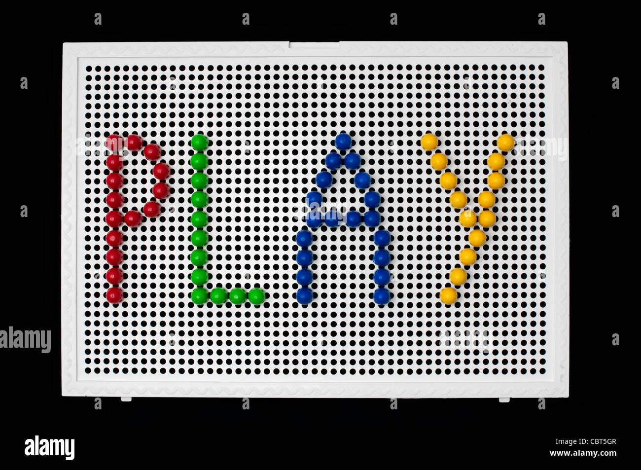 Text Play on child mosaic. Colorful mosaic pieces Stock Photo - Alamy