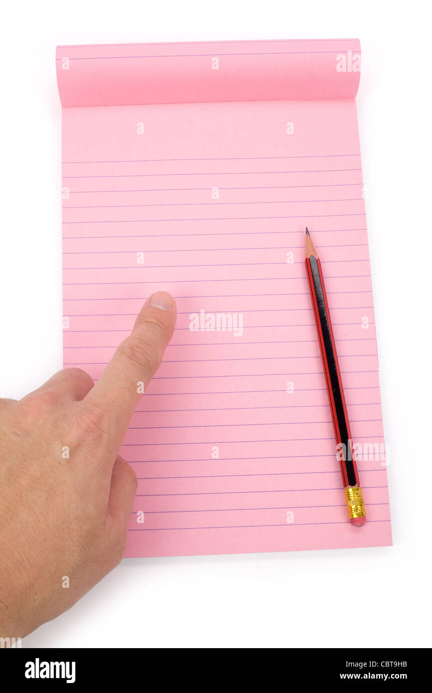 Pink note paper with white background Stock Photo - Alamy